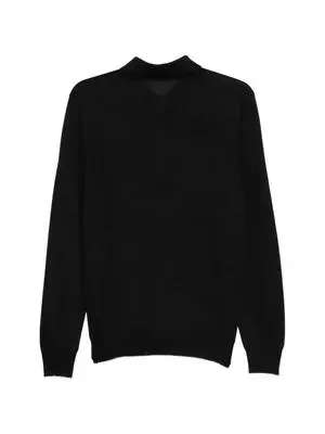 GRAN SASSO Long-sleeve Buttoned Polo Shirt - Black