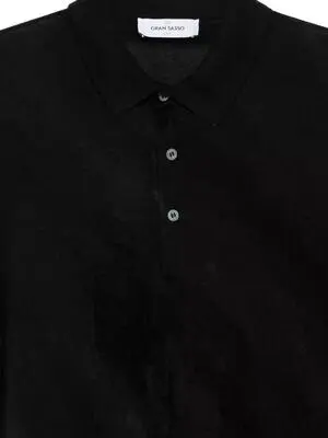 GRAN SASSO Long-sleeve Buttoned Polo Shirt - Black