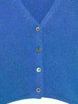 Incentive! Cashmere Buttoned V-neck Cashmere Cardigan - Blue