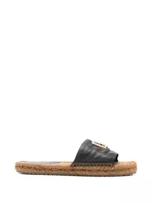 Dolce & Gabbana Logo Leather Espadrilles - Black