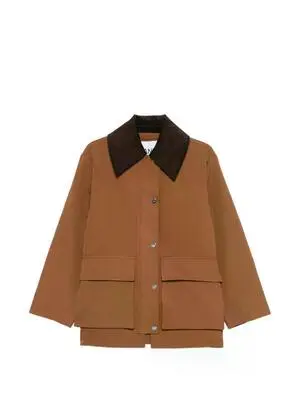 GANNI Corduroy-collar Pocket Jacket - Brown