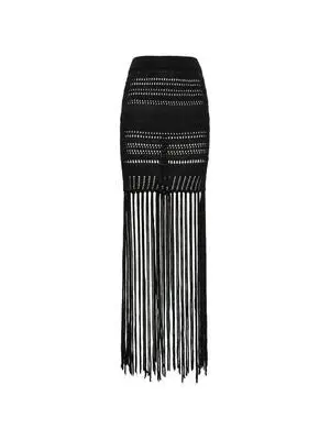 LANEUS Knitted Fringe Maxi Skirt