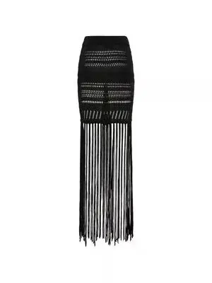 LANEUS Knitted Fringe Maxi Skirt