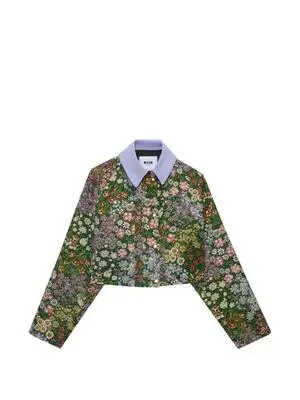 MSGM Floral Collared Jacket - Green