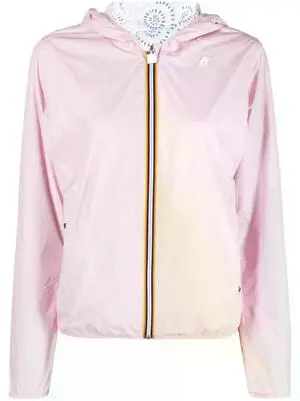 K-WAY Logo-patch Zip-up Hoodie - Pink