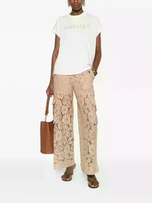TWINSET Floral-lace Pants - Neutrals