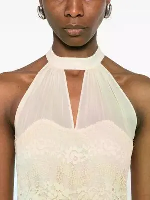 TWINSET Long Macramé Lace And Georgette Halterneck Dress - Pink