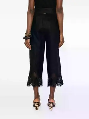 TWINSET Cropped Trousers With Lace Detail - Black