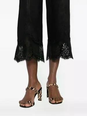 TWINSET Cropped Trousers With Lace Detail - Black