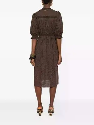 TWINSET Puff-sleeve Midi Dress - Brown