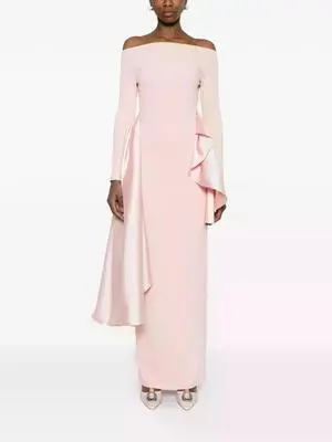 Solace London Ruffled Long Sleeve Maxi Dress - Pink