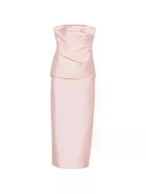 Solace London Lucille Draped Strapless Maxi Dress - Pink