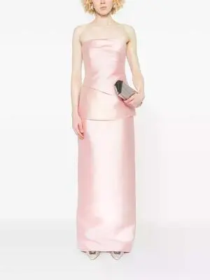 Solace London Lucille Draped Strapless Maxi Dress - Pink