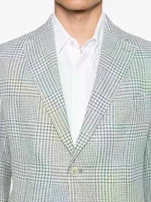 Eleventy Checked Single-breasted Blazer - Blue