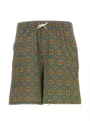 LES DEUX Drawstring Patterned Shorts - Green