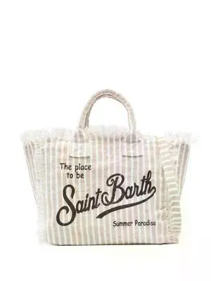 MC2 SAINT BARTH Colette Stripes Fringed Tote Bag - Neutrals