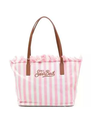 MC2 SAINT BARTH Striped Fringed Beach Bag - Pink