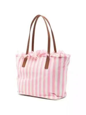 MC2 SAINT BARTH Striped Fringed Beach Bag - Pink