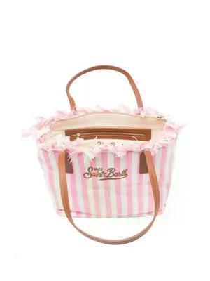 MC2 SAINT BARTH Striped Fringed Beach Bag - Pink