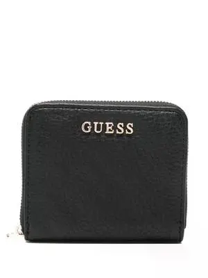 Guess Logo-plaque Zipped Wallet - Black