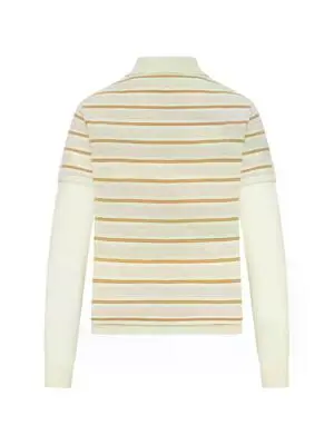 Guest In Residence Striped Collared Polo Top