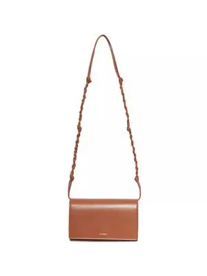 JIL SANDER Tangle Braided Leather Crossbody Bag - Brown