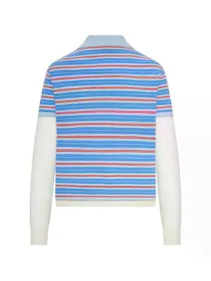 Guest In Residence Striped Collared Polo Top