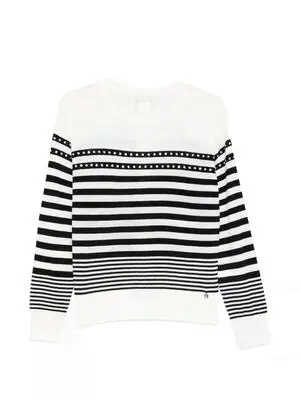 Liu Jo Striped Embellished Sweater - White