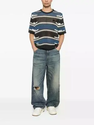 DAILY PAPER Striped Open-knit T-shirt