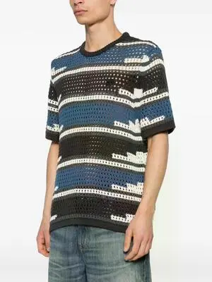 DAILY PAPER Striped Open-knit T-shirt