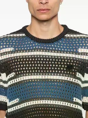 DAILY PAPER Striped Open-knit T-shirt