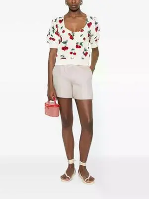 TWINSET Cherry Print Short Sleeve Sweater - Neutrals