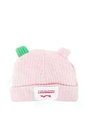 CHARLES JEFFREY Chunky Ear-detail Beanie Hat - Pink