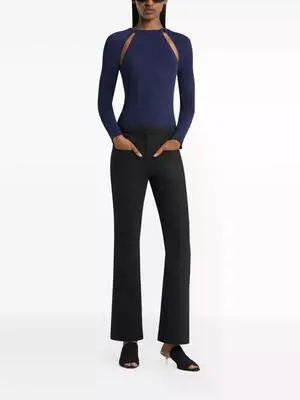 COURREGES Ribbed-knit Cut-out T-shirt - Blue