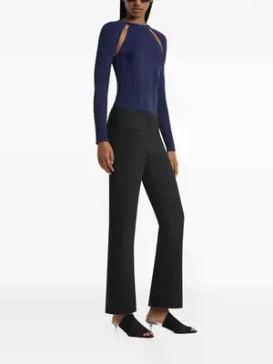 COURREGES Ribbed-knit Cut-out T-shirt - Blue