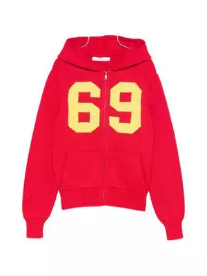 Gimaguas Number Hooded Cardigan - Red