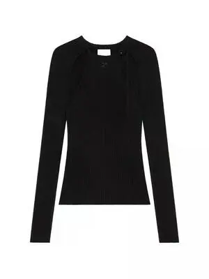 COURREGES Long-sleeve Cut-out-detail T-shirt - Black