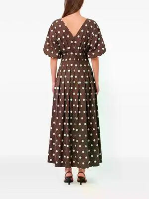 NICHOLAS Vicky Polka Dot Midi Dress - Brown