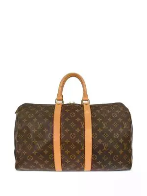 LOUIS VUITTON 2004 Monogram Keepall Duffle Tote Bag - Brown