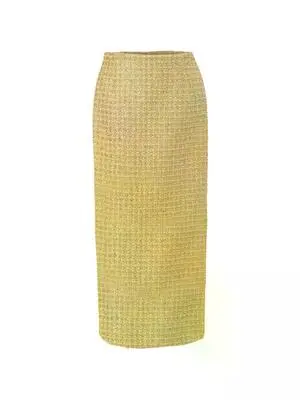 Carolina Herrera Tweed Midi Skirt - Gold