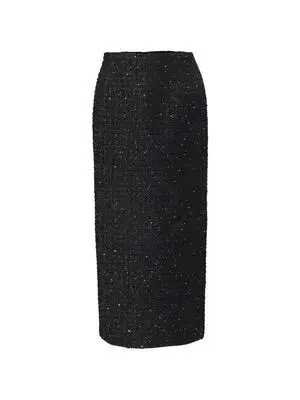Carolina Herrera Lurex Tweed Midi Skirt - Black