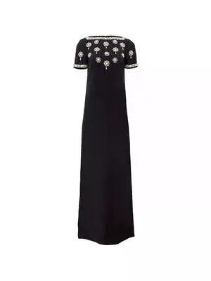 Carolina Herrera Medallion-embroidered Gown With Bows - Black