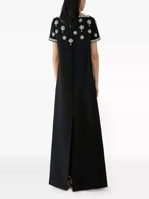 Carolina Herrera Medallion-embroidered Gown With Bows - Black