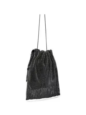 TWENTY FOURHAITCH Strass Mesh Drawstring Shoulder Bag