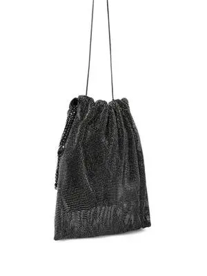 TWENTY FOURHAITCH Strass Mesh Drawstring Shoulder Bag