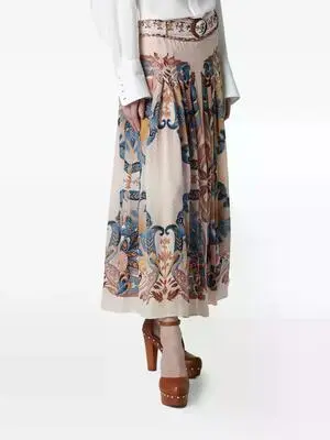 Farm Rio Floral Midi Skirt With Belt