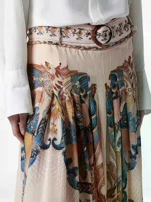 Farm Rio Floral Midi Skirt With Belt