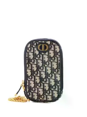 Dior 30 Montaigne Phone Holder On Chain Oblique Canvas - Blue