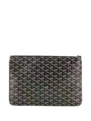 Goyard Senat Zip Coated Canvas Mm Pouch - Black