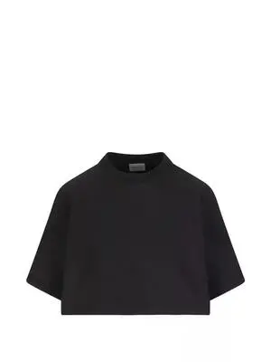 Balenciaga Embroidered Cropped T-shirt - Black